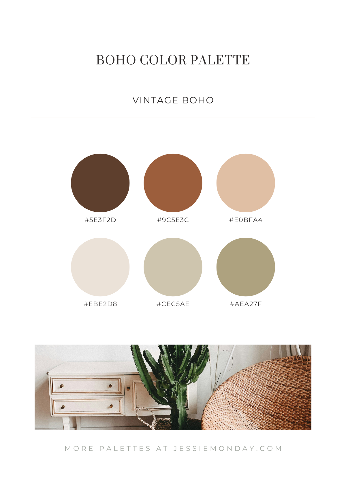 Boho color palette inspiration (with hex codes) - Jessie Monday