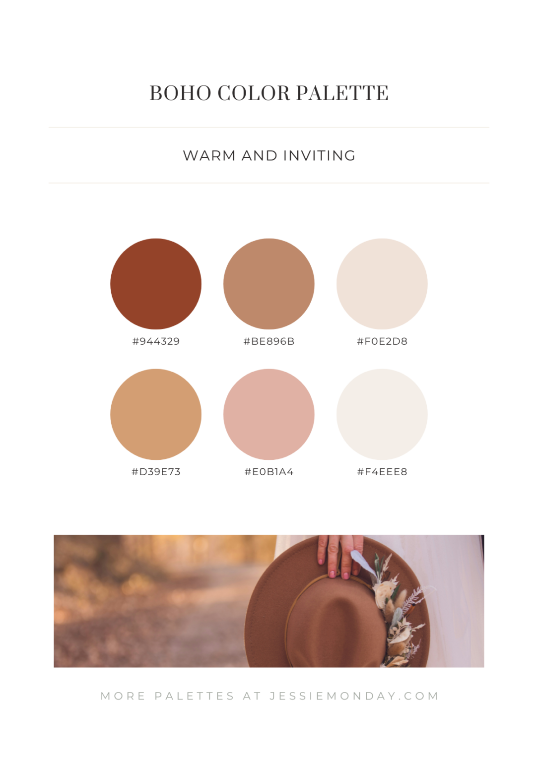 Boho color palette inspiration (with hex codes) - Jessie Monday