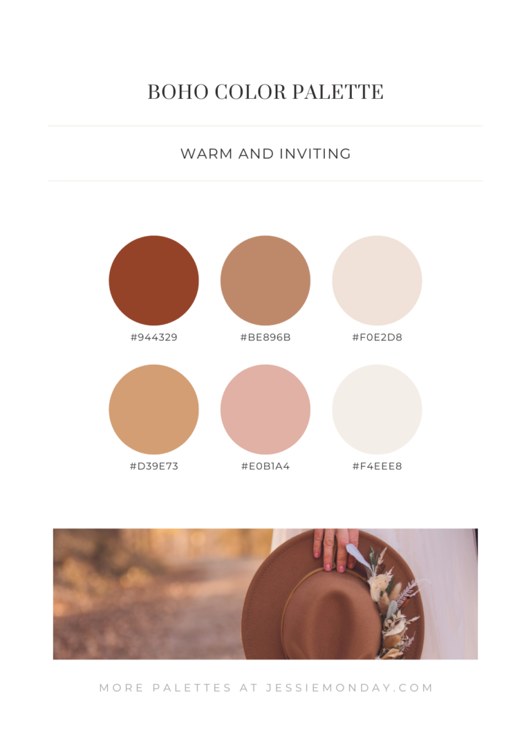 Boho color palette inspiration (with hex codes) - Jessie Monday
