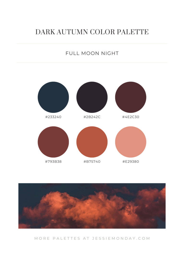 Moody Autumn Color Palette Examples (with hex codes) - Jessie Monday