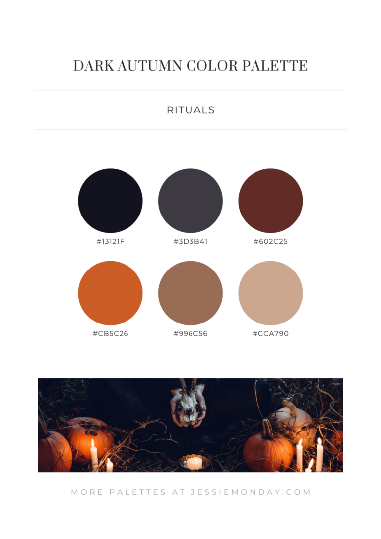 Moody Autumn Color Palette Examples (with hex codes) - Jessie Monday
