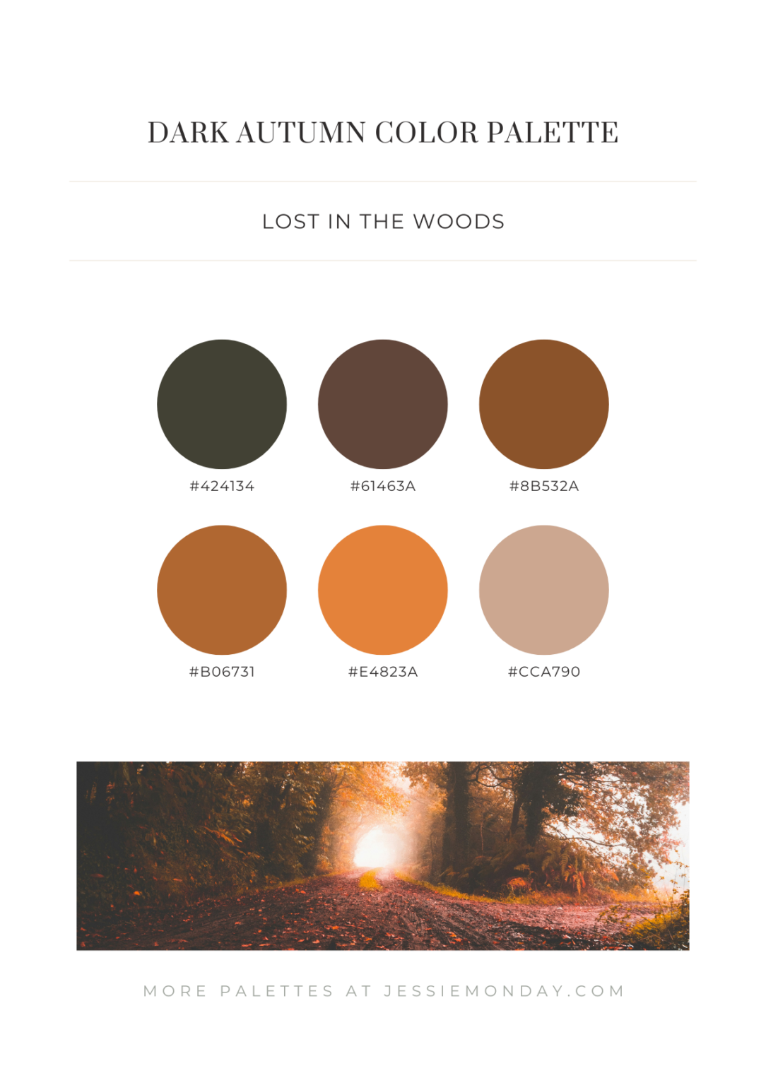 Moody Autumn Color Palette Examples (with hex codes) - Jessie Monday