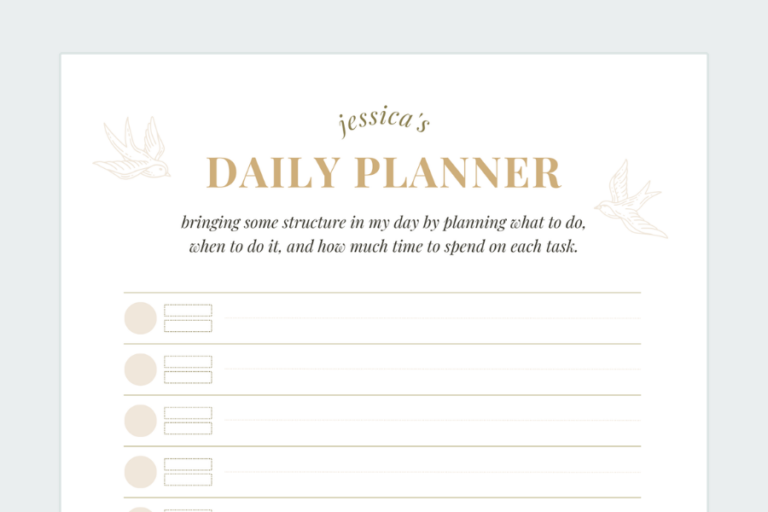 Free daily planner template (for Canva) - Jessie Monday